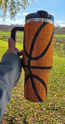 Basketball Rhinestone 40oz Tumbler | Alena Dunn Designs