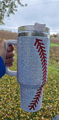 Baseball Rhinestone 40oz Tumbler | Alena Dunn Designs