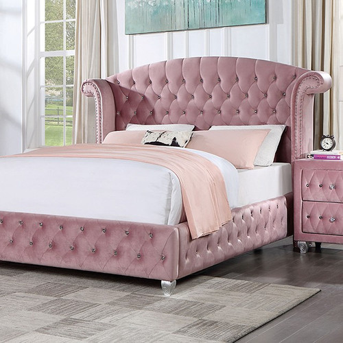 Zohar Upholstered Pink Bed | All American