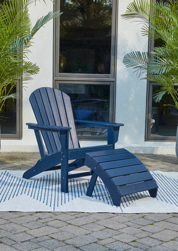 Sundown Treaure Dark Blue Outdoor Chair & Ottoman | All American