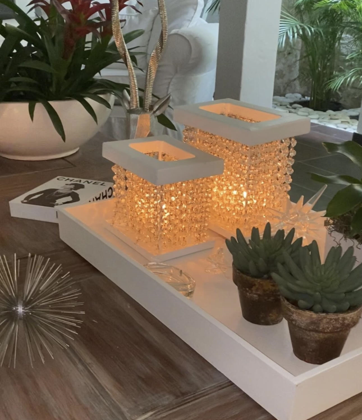 White rectangular candle holder | Caribbean Craft