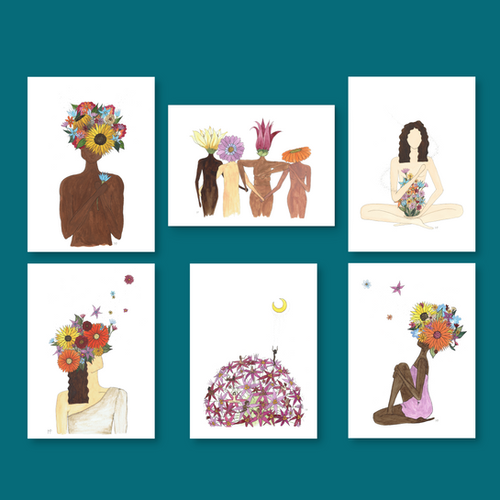 Watch me bloom set (6 postcards) | Beyond the clouds