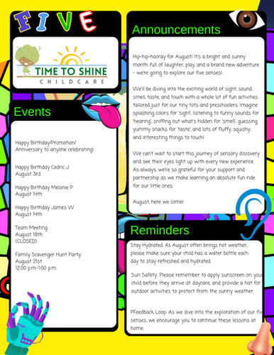5 Senses Newsletter Template | DTS
