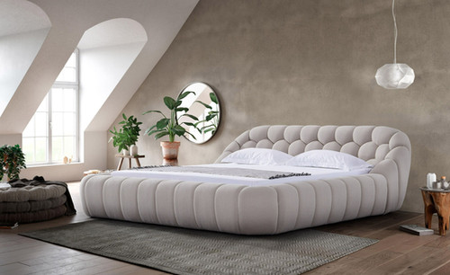 Queen Modern Beige Fabric Bed | Millennial Furniture