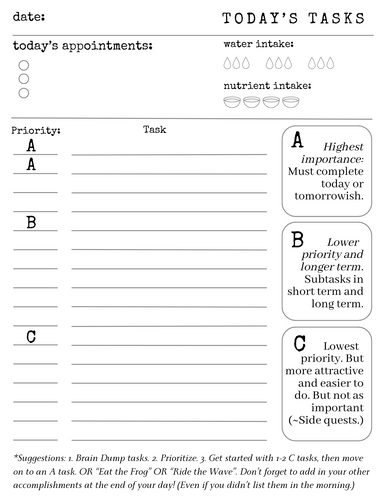 ADHD Daily Task printable | Guilded Monocle