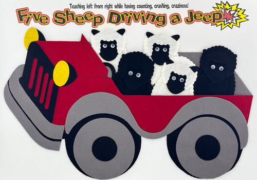 Five Sheep Driving a Jeep | Artfelt