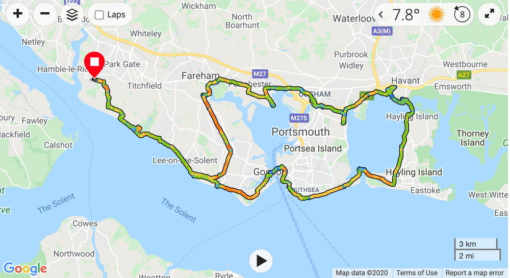 Hayling Island and back using cycle paths