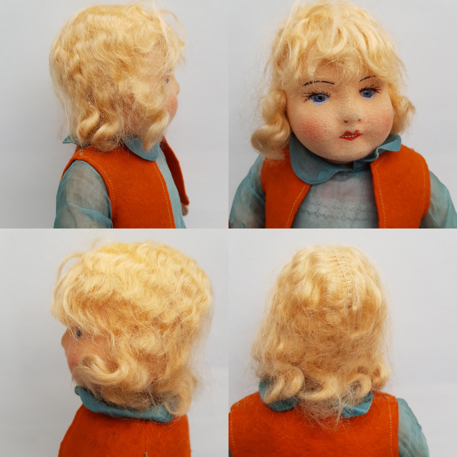 1930s Vintage Chad Valley Hygenic Label Velveteen Girl Cloth Doll Dolls ...