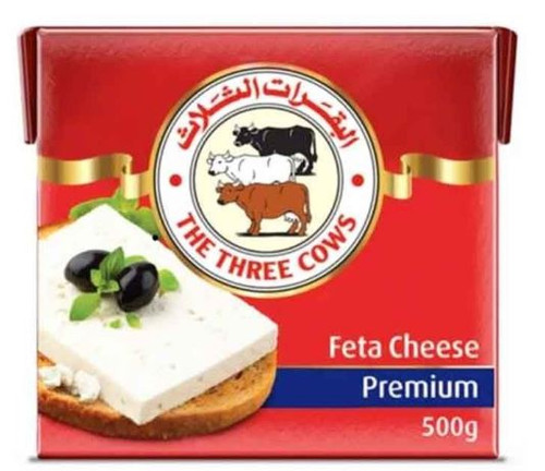 The Three Cows Feta Cheese Full Cream 500g | Onlinedeliveryuae