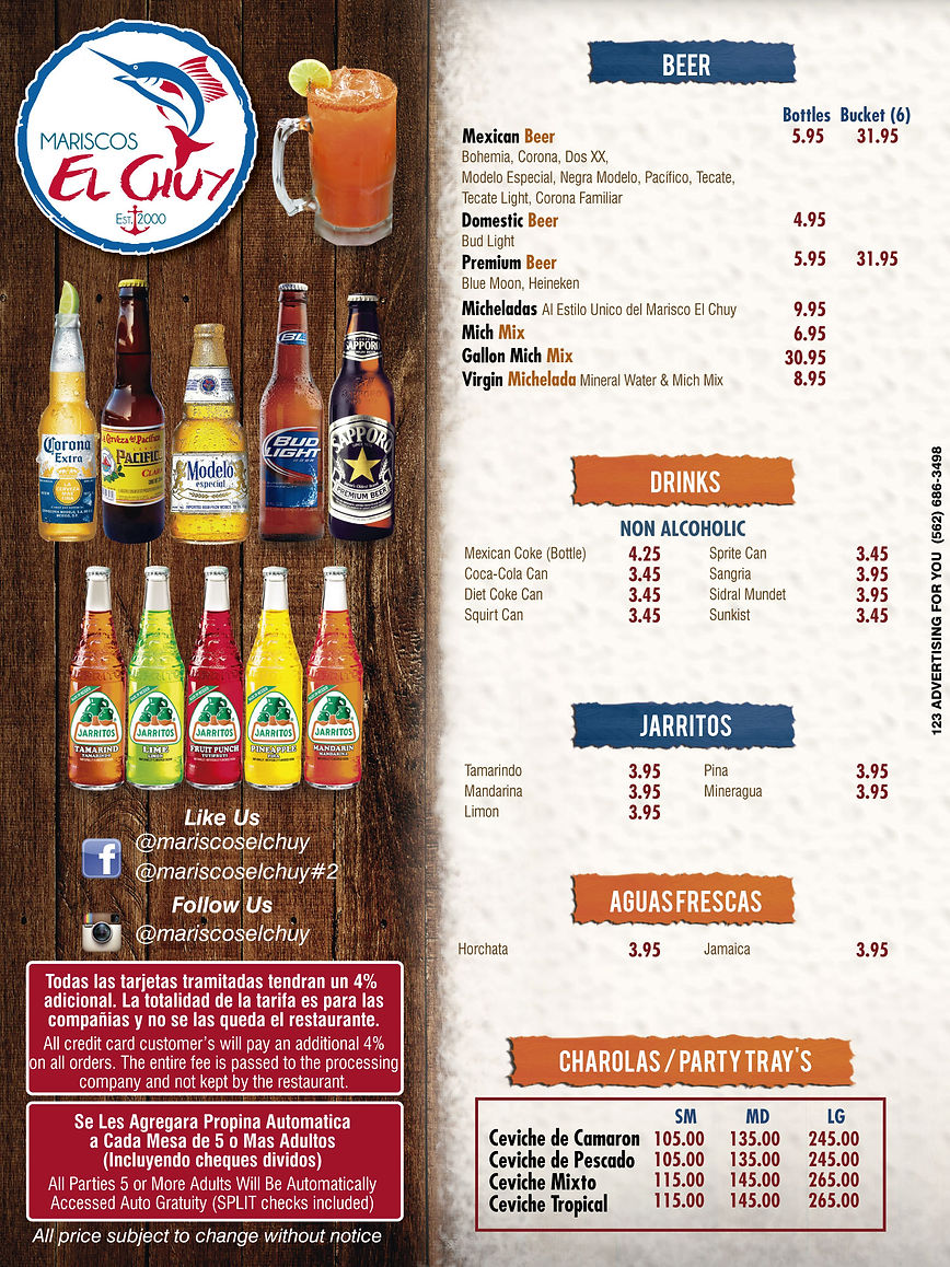 Menu #2 | Mariscos El Chuy