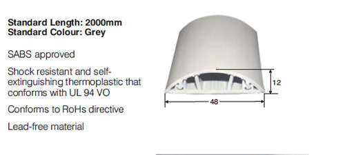 PVC Half Moon Trunking 48x13mm 2m | ironside-technology
