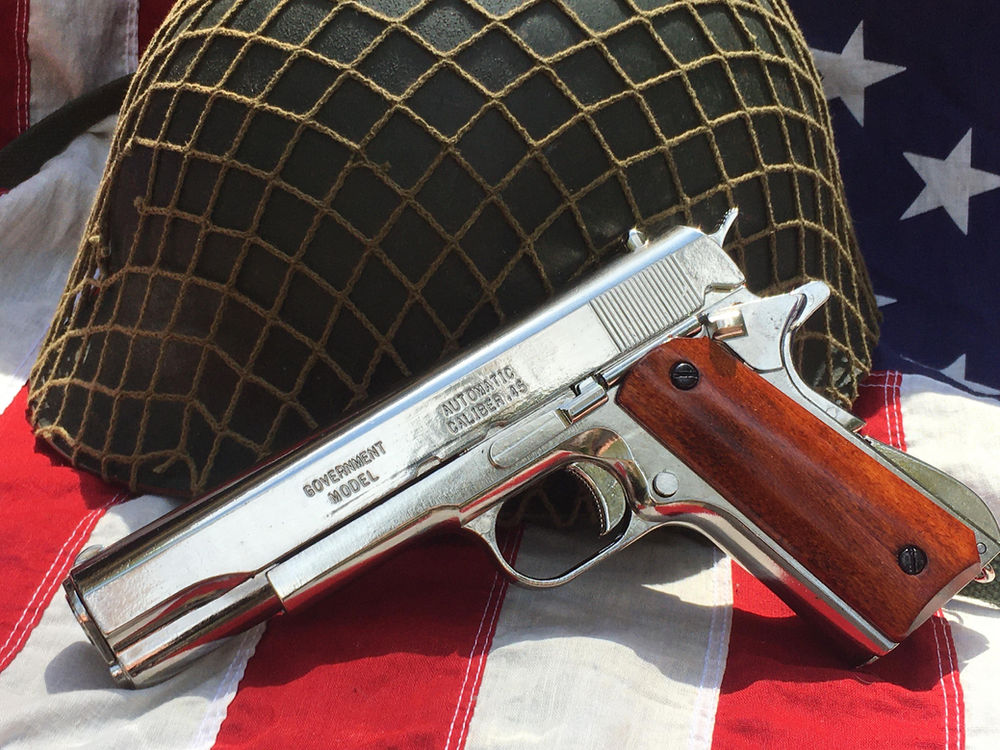 Chrome Plated Colt Government .45 Auto Replica Pistol by Denix