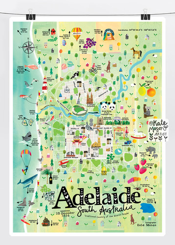 Adelaide South Australia Map ART PRINT | katemason