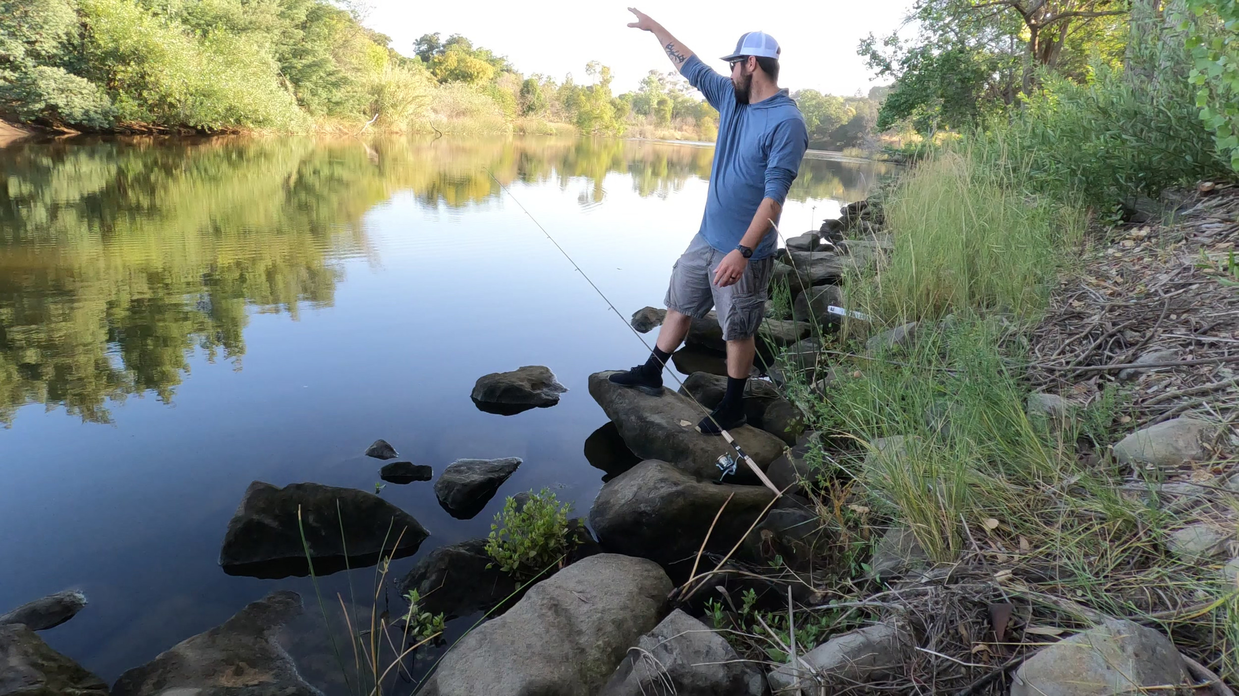 Bank Fishing for Striper in Downtown Napa on Napa River