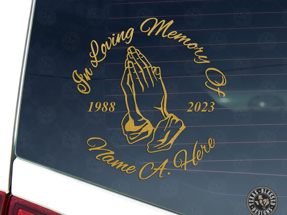 In Loving Memory Praying Hands Vinyl Decal | Texas Blessed Design