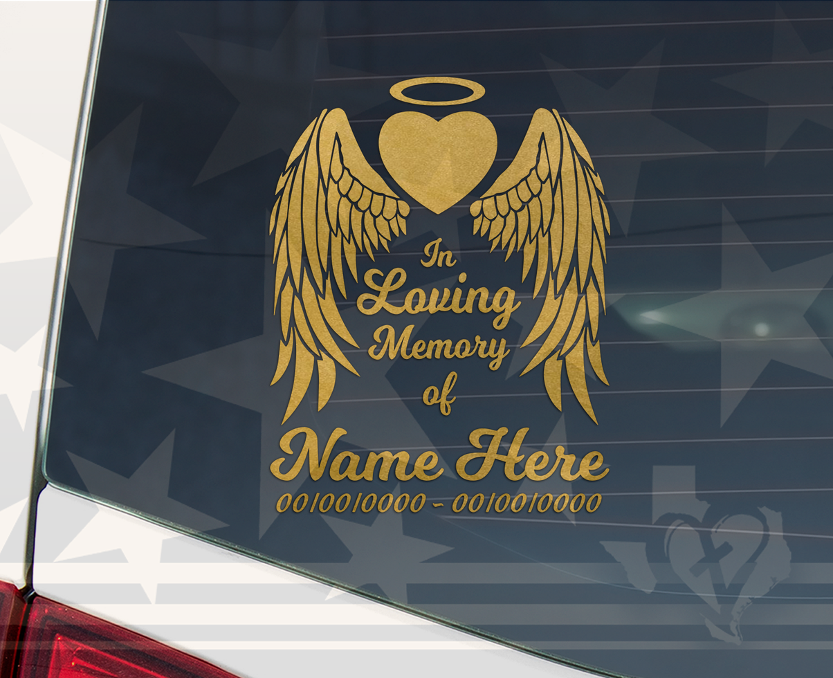 In Loving Memory Angel Wings Vinyl Decal | Texas Blessed Design