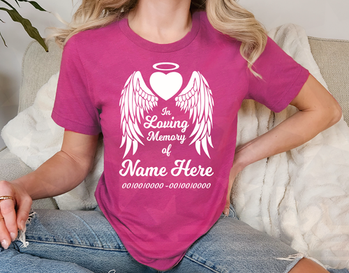 In Loving Memory Angel Wings T-Shirt | Celebration of Life Memorial T ...