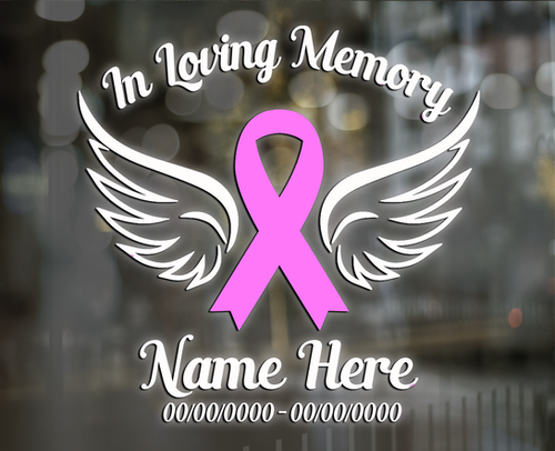 Cancer Ribbon In Loving Memory Vinyl Decal | Texas Blessed Design