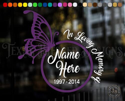 Butterfly In Loving Memory Vinyl Decal | Texas Blessed Design
