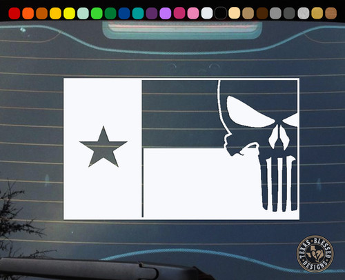 Texas Flag Punish Skull Vinyl Decal | Texas Blessed Design