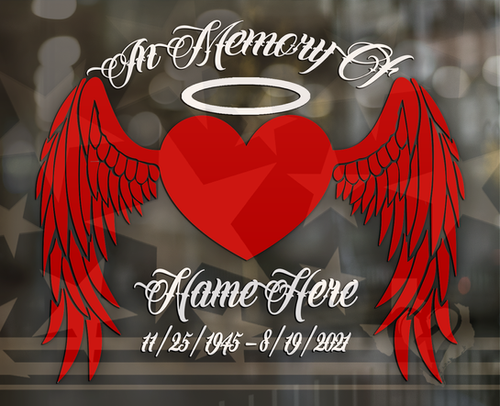 In Loving Memory Angel Wings Heart Vinyl Decal | Texas Blessed Design
