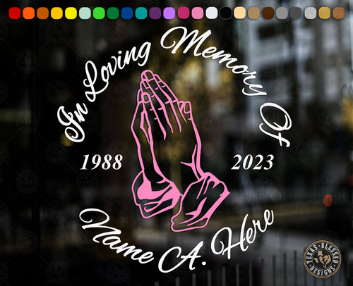 In Loving Memory Praying Hands Vinyl Decal | Texas Blessed Design