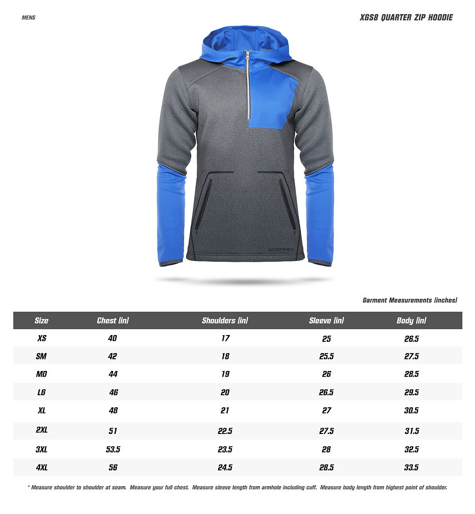 X-Grain Sportswear | Sizing Chart