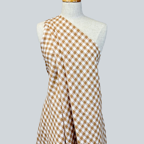 Checker CAMEL – Yarn Dyed Linen | Fabulous Fabrics