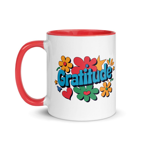 Gratitude Floral Ceramic Mug – Colorful Coffee & Tea Cup | Virtues4Kids