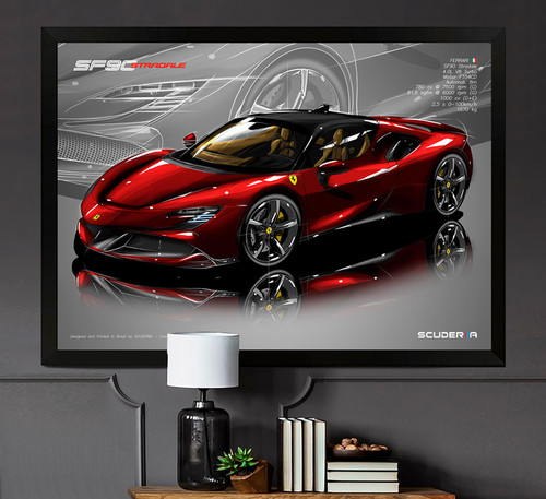 QUADRO DECORATIVO FERRARI SF90 STRADALE 4.0 780cv - PERSPECTIVE ...