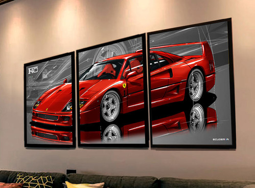 QUADRO DECORATIVO FERRARI F40 2.9L V8 Bi-turbo MOSAICO - PERSPECTIVE ...