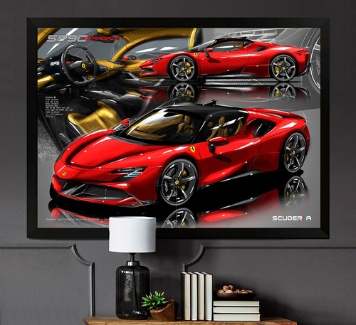 QUADRO DECORATIVO FERRARI SF90 STRADALE 4.0 780cv -COMPOSITION II ...