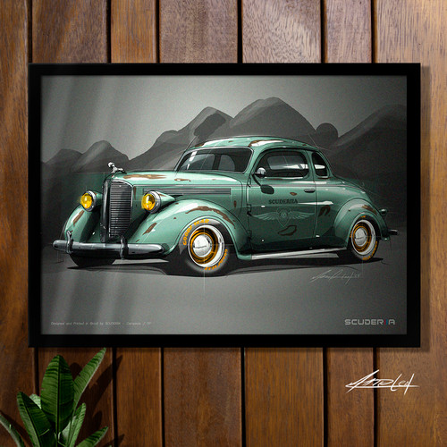 QUADRO DECORATIVO DODGE SIX SERIES D8 COUPE 1938 - CUSTOM SKETCH ART ...