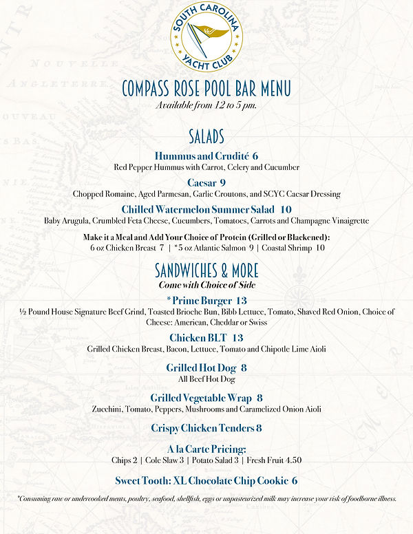 Poolside Menu | scyc