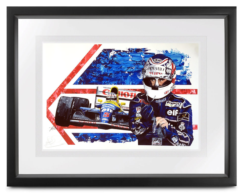 Nigel Mansell signed David Johnson art | The Signature Store