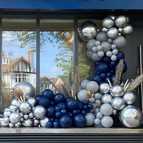 Navy Blue and Silver Balloon Package 159 pcs | Balloon Party Box