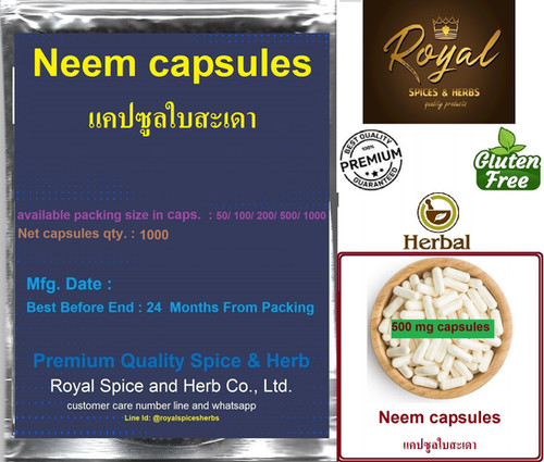 Neem capsules, แคปซูลใบสะเดา, 1000 capsules,500 mg/ capsules | Royal ...