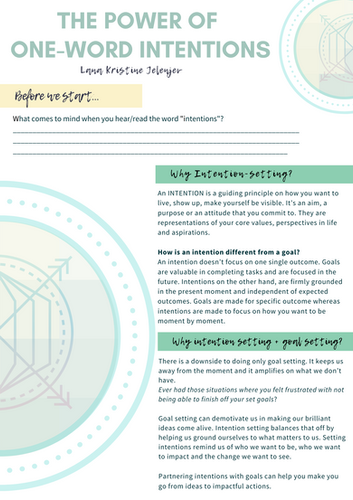The Power of One-Word Intentions (workbook) | Lana Jelenjev