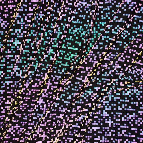 Tetris Rainbow Iridescent Reflective Print, 4-way STRETCH Jersey Fabric ...