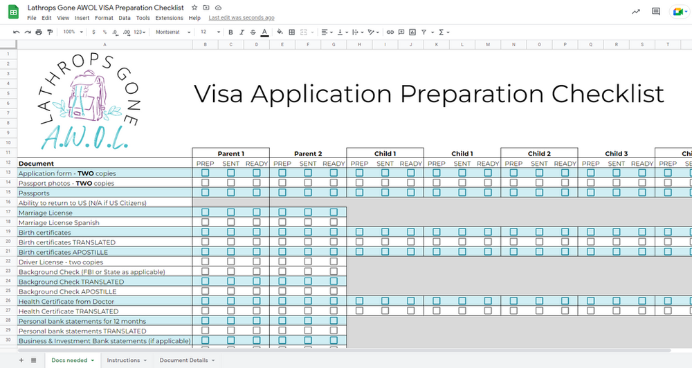 Our Visa Preparation Checklist ***Free Download***