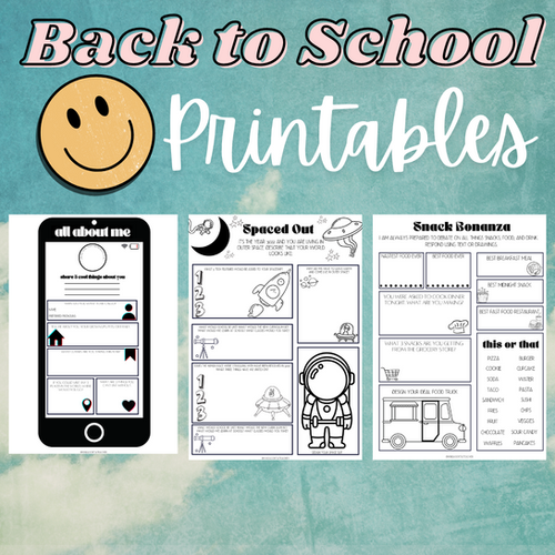 Back to School Printable Activities | Kinda Sorta Teacher