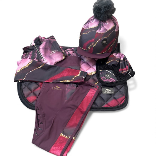 Plum & Lavender Marble Effect Full Matchy Matchy Set | Uniquequestrian