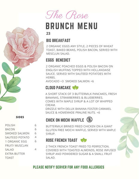 Menu | The Rose