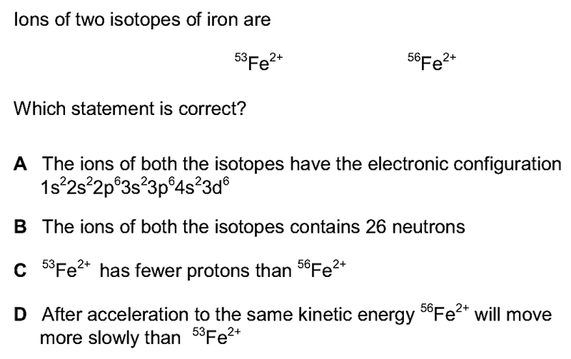 Isotopes and Iron Ions: AS Past Paper Question Analysis