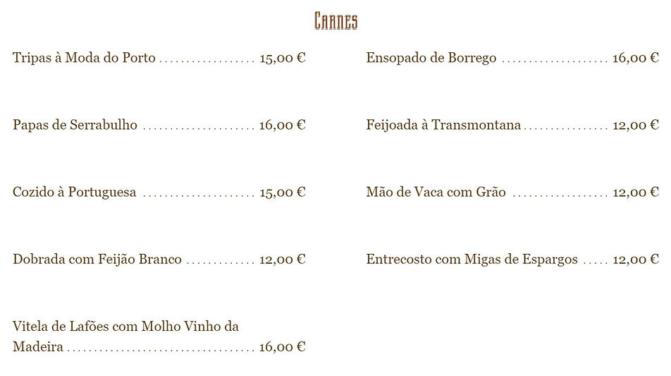 Ementa | Tasca Portugal