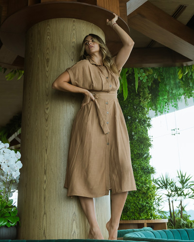 Caramel Elegance Shirt Dress | ISAFI | Ecuador