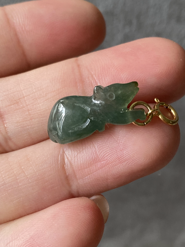 14K Gold Filled A Grade Translucent Jadeite Rabbit Charm | HuskSG