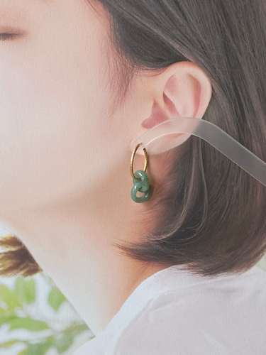 14K Gold Filled Type A Green Intertwine Jadeite Ear Loop | HuskSG