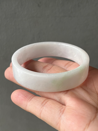 52.8MM Type A Translucent Off White Flat Jadeite Bangle | HuskSG