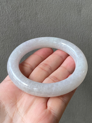 54.4MM Type A Translucent Off White Jadeite Bangle | HuskSG